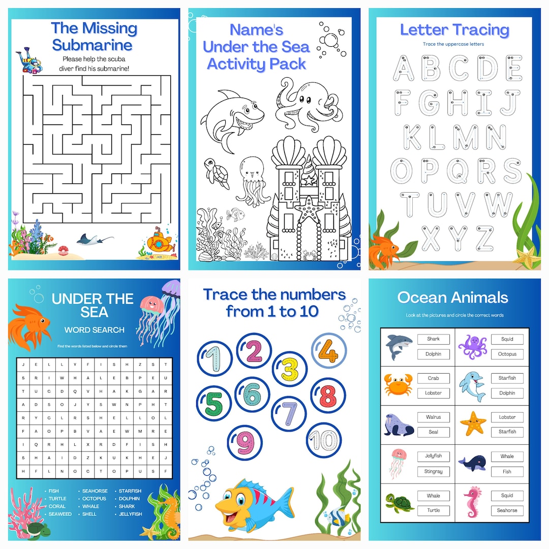 Under the Sea Printable Activities for Kids, Activity Sheets for Kids ...