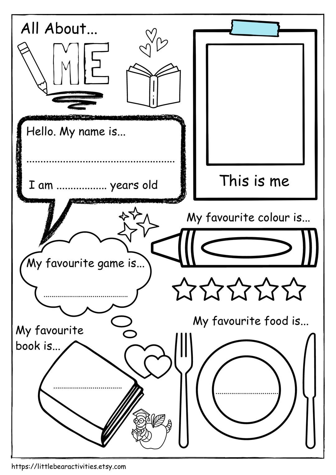 All About Me Children, Printable Activities for Kids, Printable ...