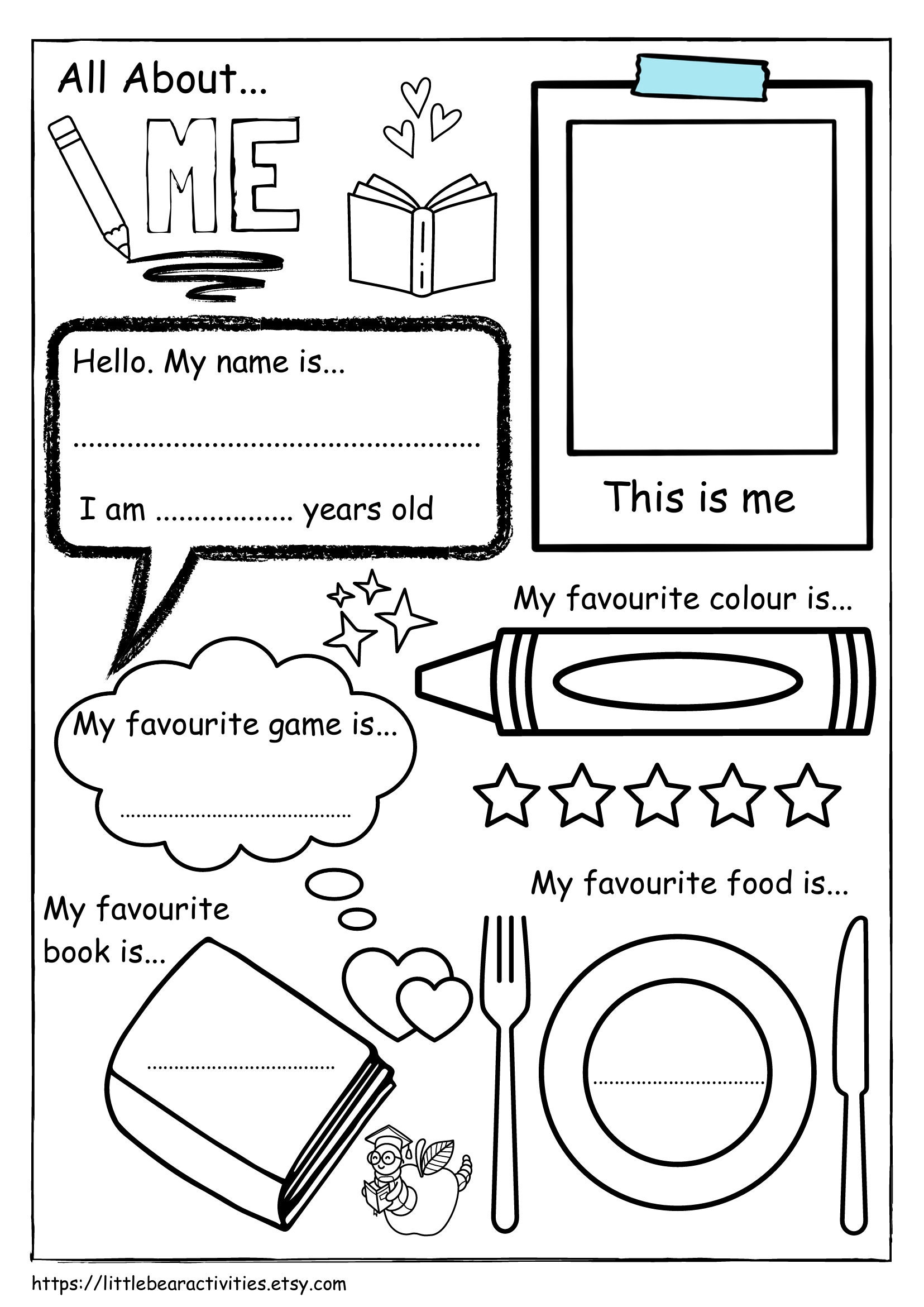 All About Me Children, Printable Activities for Kids, Printable ...