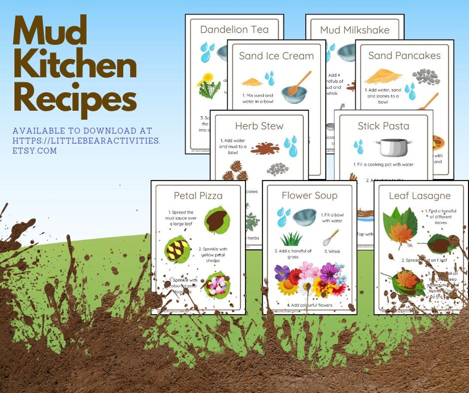 Printable Mud Kitchen Recipes, Digital Download Mud Kitchen Recipe ...