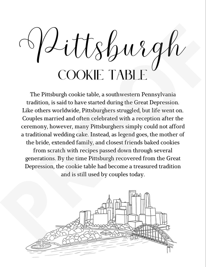Pittsburgh Cookie Table Sign, Tradition Wedding Party Sign, Printable ...