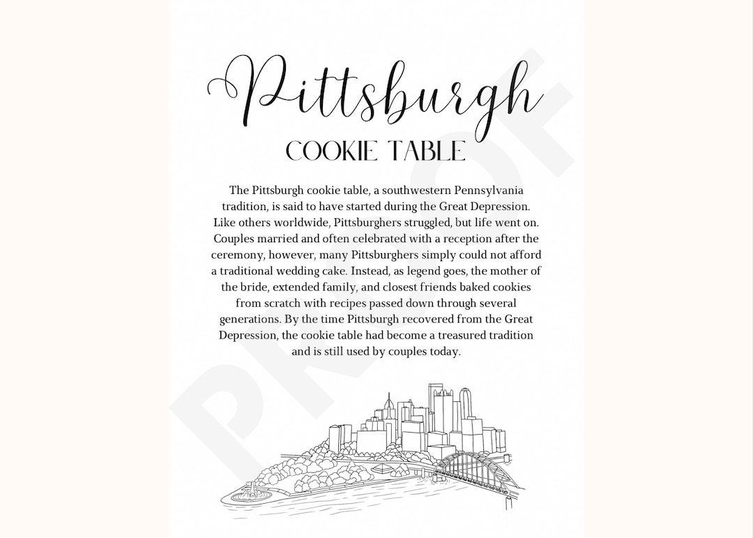 Pittsburgh Cookie Table Sign, Tradition Wedding Party Sign, Printable ...