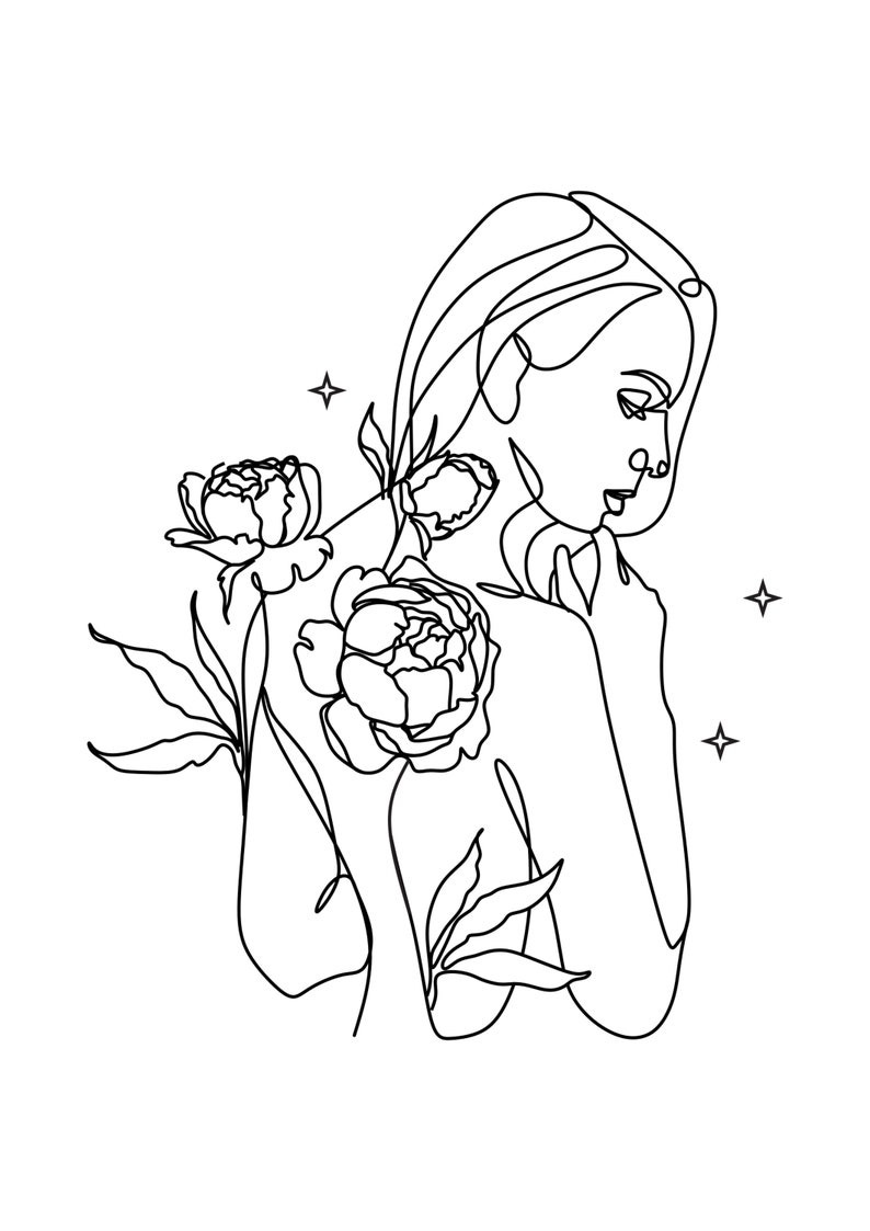 Woman Line Drawing, Female Line Art, One Line Drawing, Feminine Wall ...
