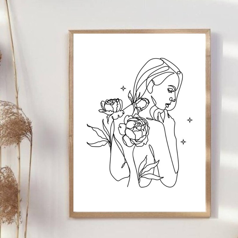 Woman Line Drawing, Female Line Art, One Line Drawing, Feminine Wall ...