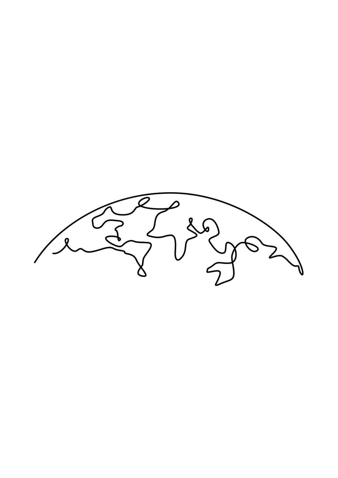 Earth Line Art, World Map Wall Art, Large World Map, Line Art Geography ...