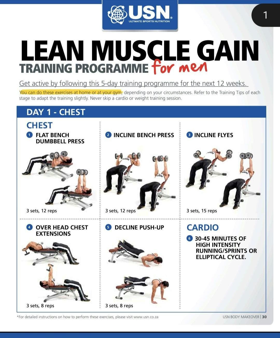 USN Lean Muscle Gain Training Plan, Exercise and Training for Men ...