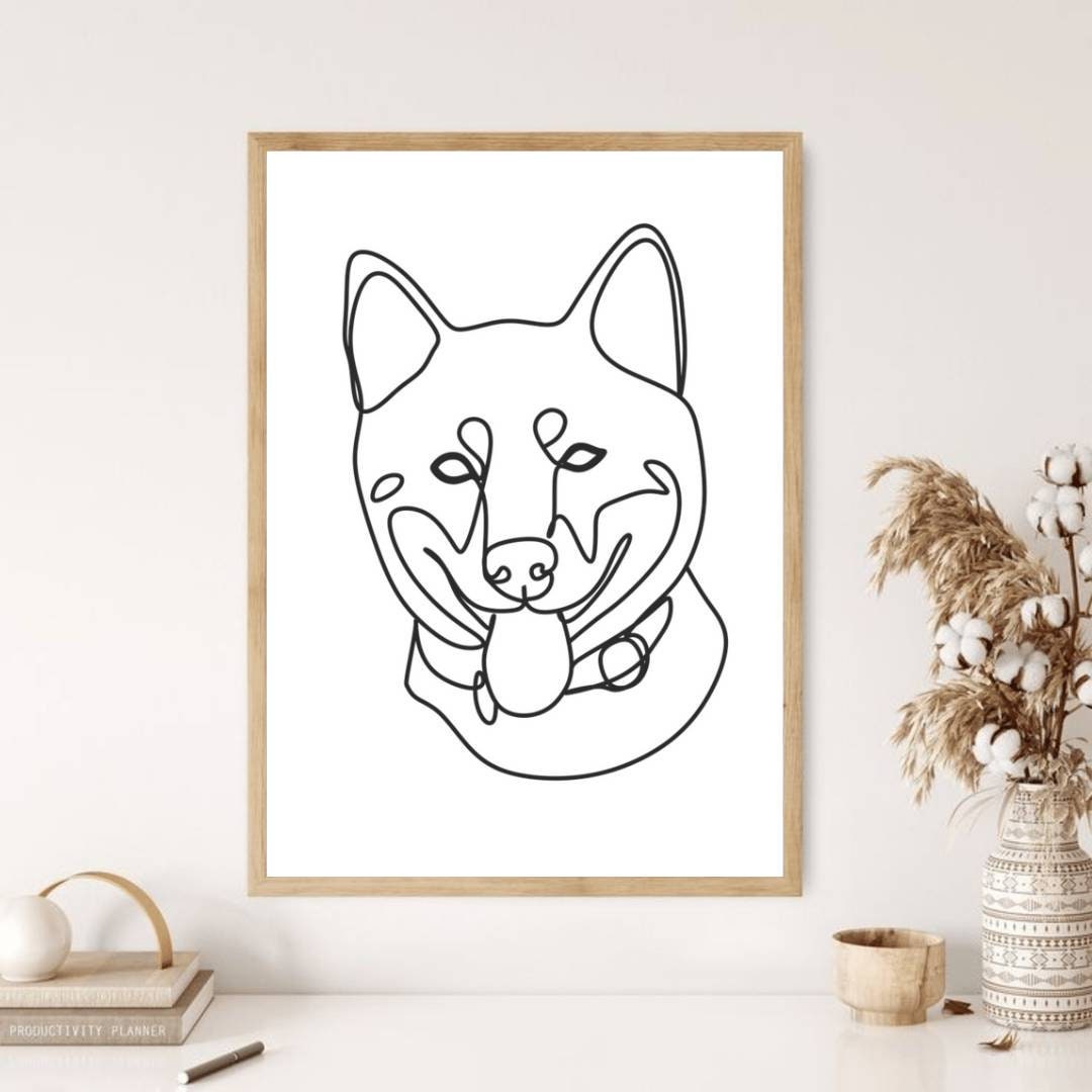 Shiba Inu, Dog Line Drawing, Dog Portrait, Png Dog Print, Dog Picture ...