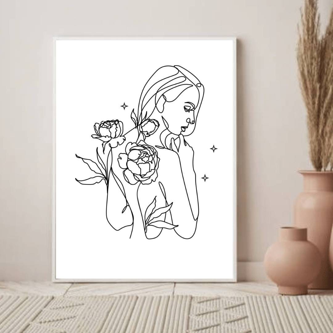 Woman Line Drawing, Female Line Art, One Line Drawing, Feminine Wall ...