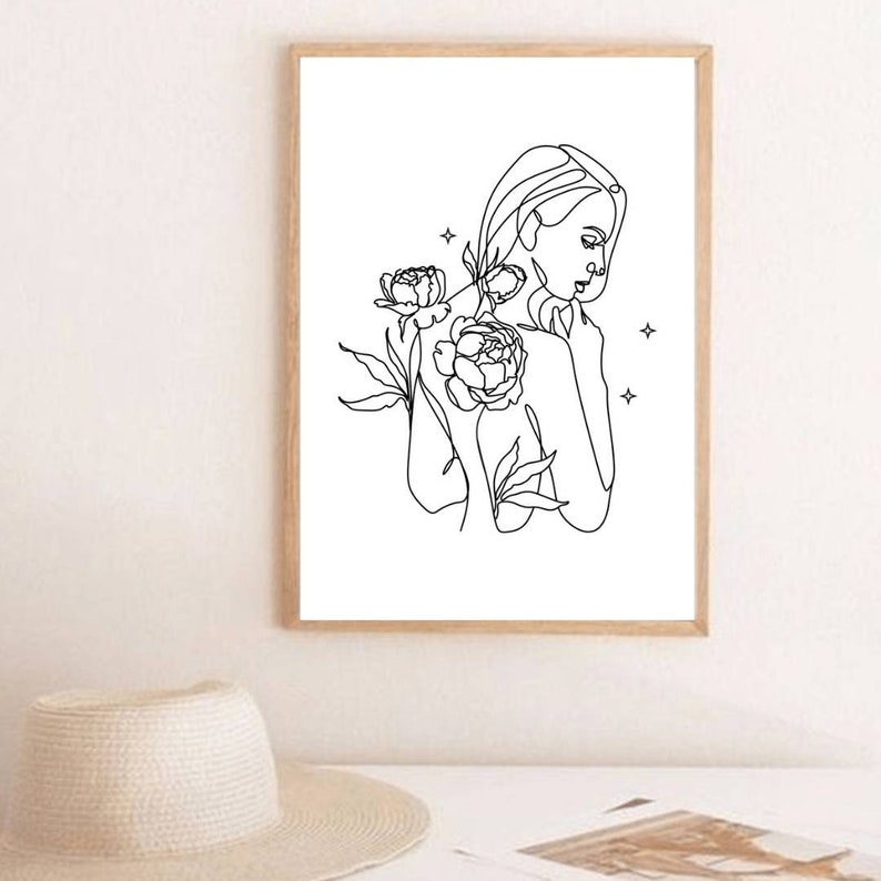 Woman Line Drawing, Female Line Art, One Line Drawing, Feminine Wall ...