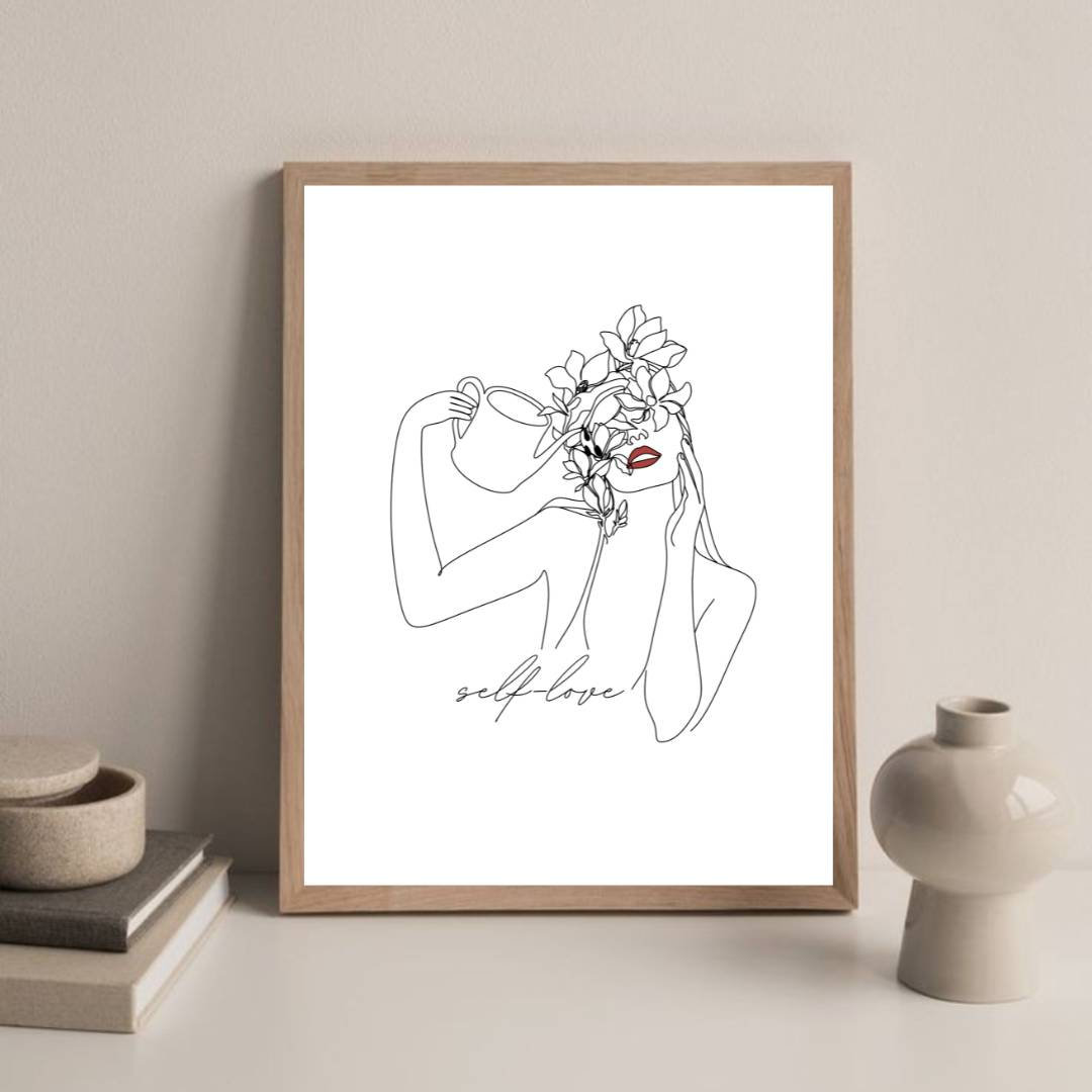 Self Love Line Art, Female Line Art, One Line Drawing, Girly Wall Art ...