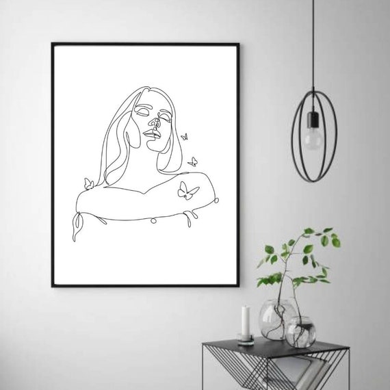 Female Line Art Single Line Drawing Girly Wall Art Above - Etsy