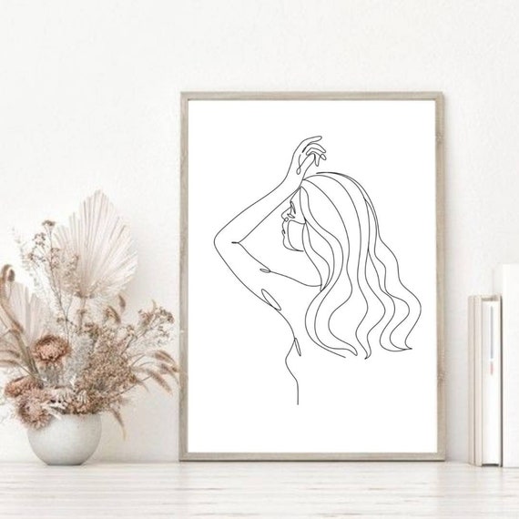 Female Line Art One Line Art Girly Wall Art Woman Line - Etsy