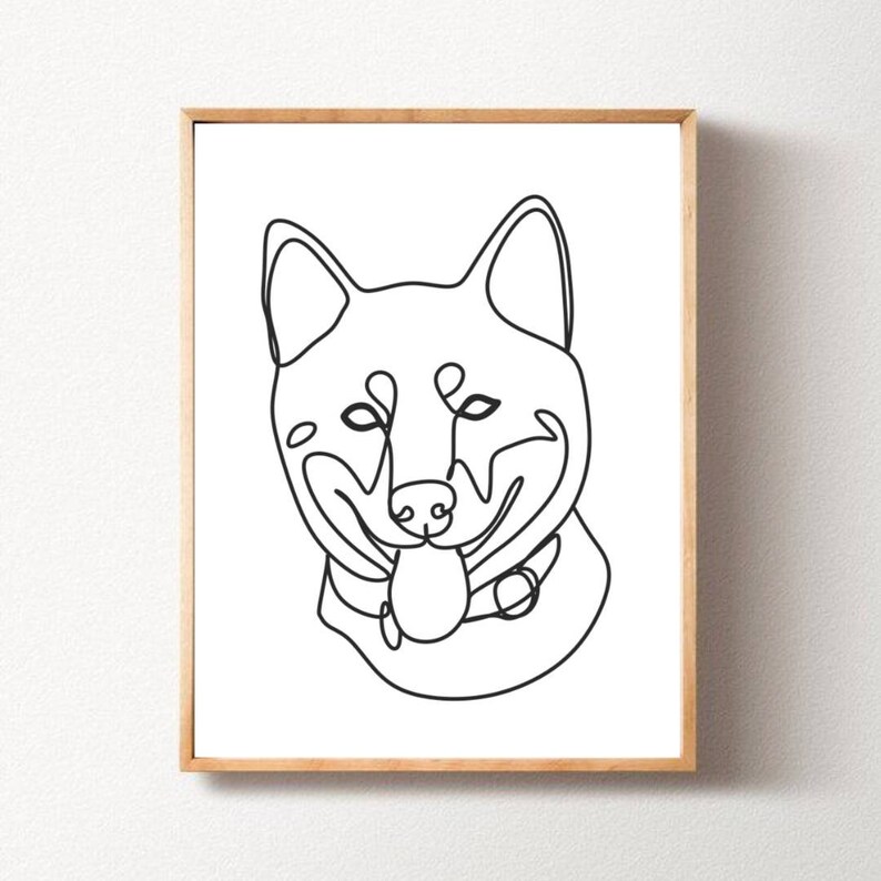Shiba Inu, Dog Line Drawing, Dog Portrait, Png Dog Print, Dog Picture ...