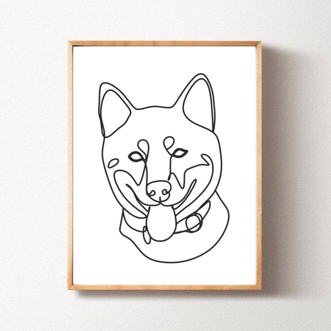 Shiba Inu, Dog Line Drawing, Dog Portrait, Png Dog Print, Dog Picture ...