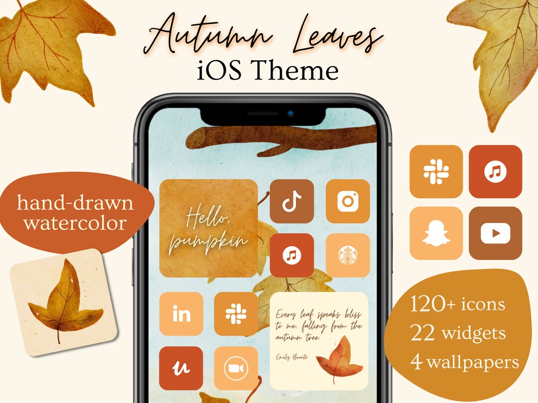 Autumn Leaves Ios Theme Fall Phone Aesthetic iPhone Icons Widgets ...