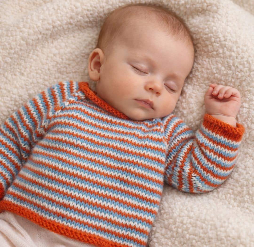 Baby Raglan Sweater Knitting Pattern | Aran Stripe Baby Jumper | 0–24 ...