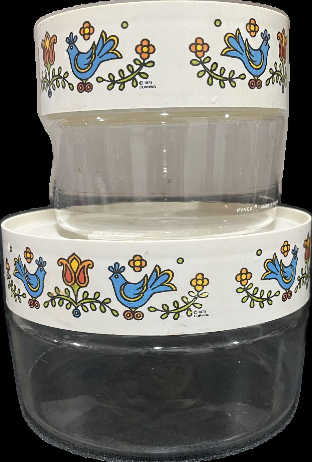 Set of 2 Vintage 1975 Pyrex Ware Corning Country Festival Bluebird See ...