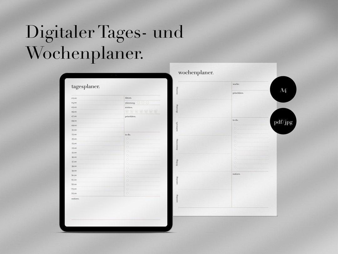 Digital Planner Digital Download German, Weekly Planner, Day Planner ...