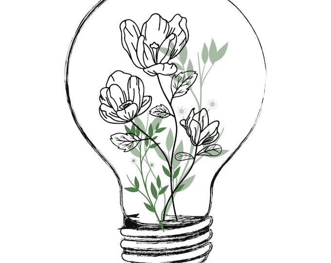 Watercolor Floral Lightbulb Digital Art Print / Instant Download ...