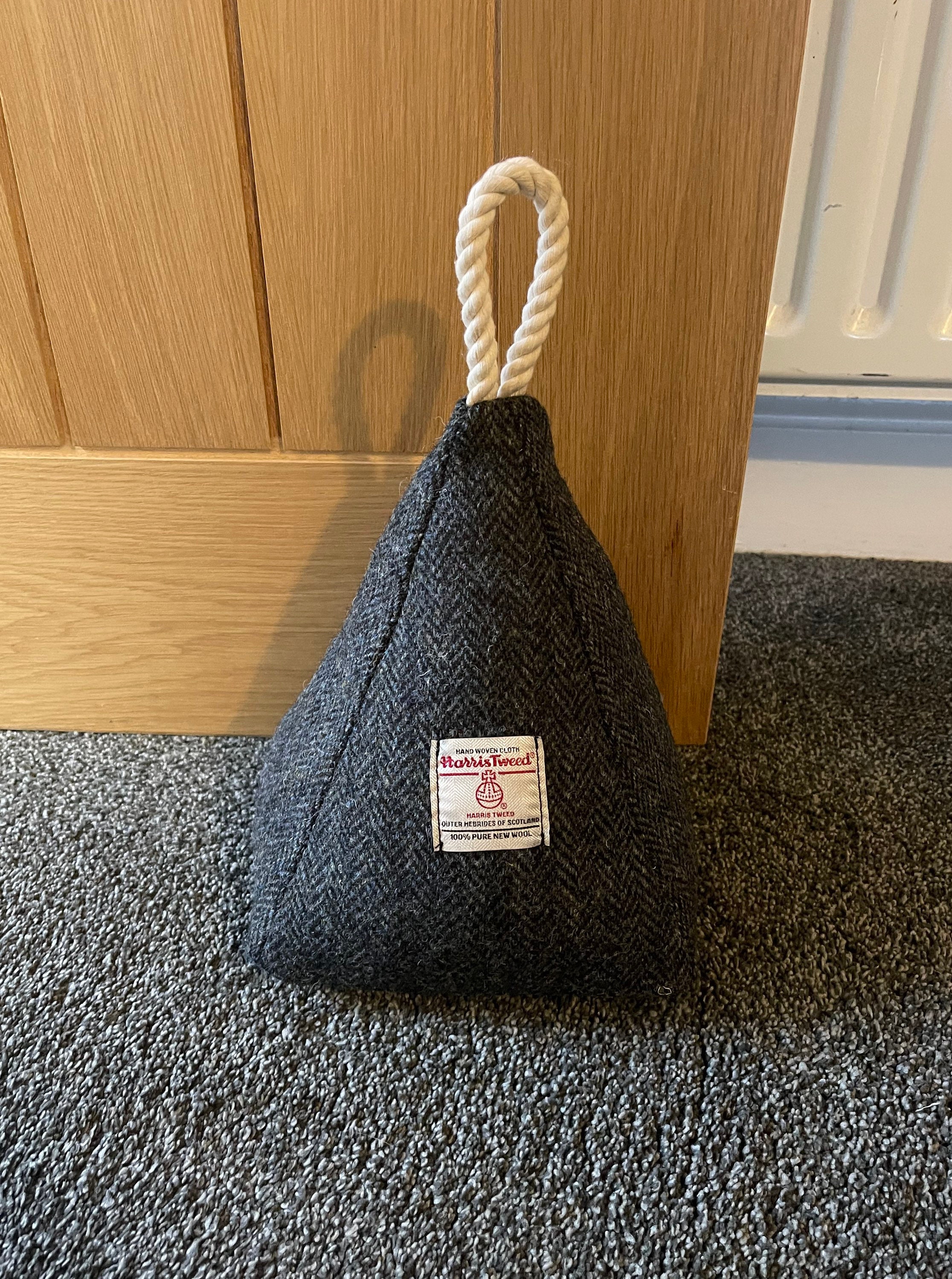 Black Herringbone Door Stop Black Harris Tweed Door Stop - Etsy UK