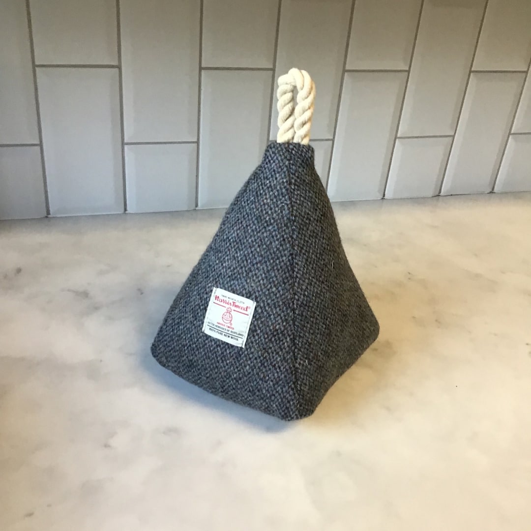 Door Stop-navy Blue Barleycorn Harris Tweed Door Stop Black Grey Tweed ...
