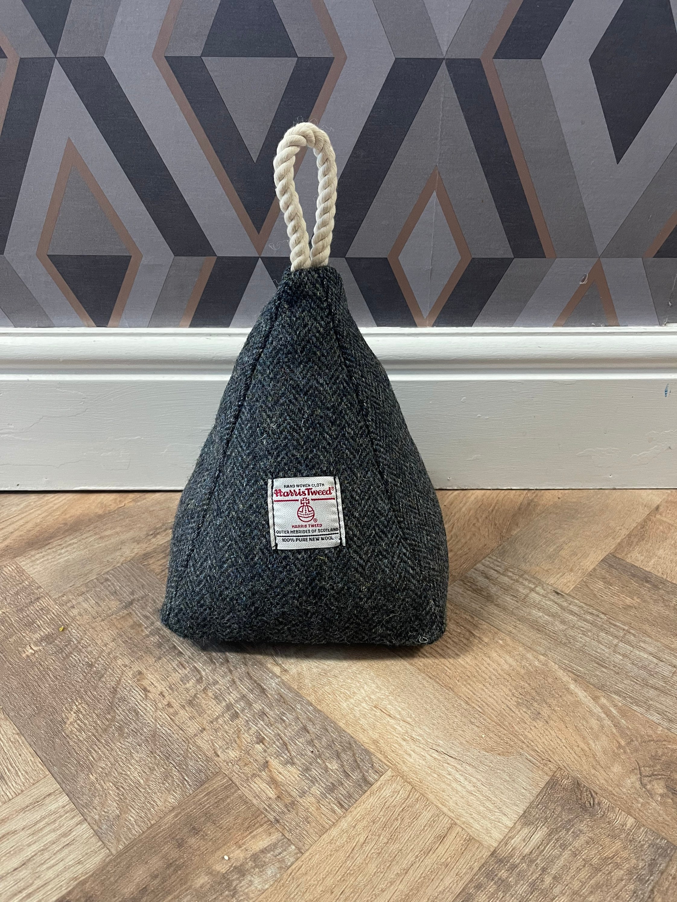Black Herringbone Door Stop Black Harris Tweed Door Stop - Etsy UK