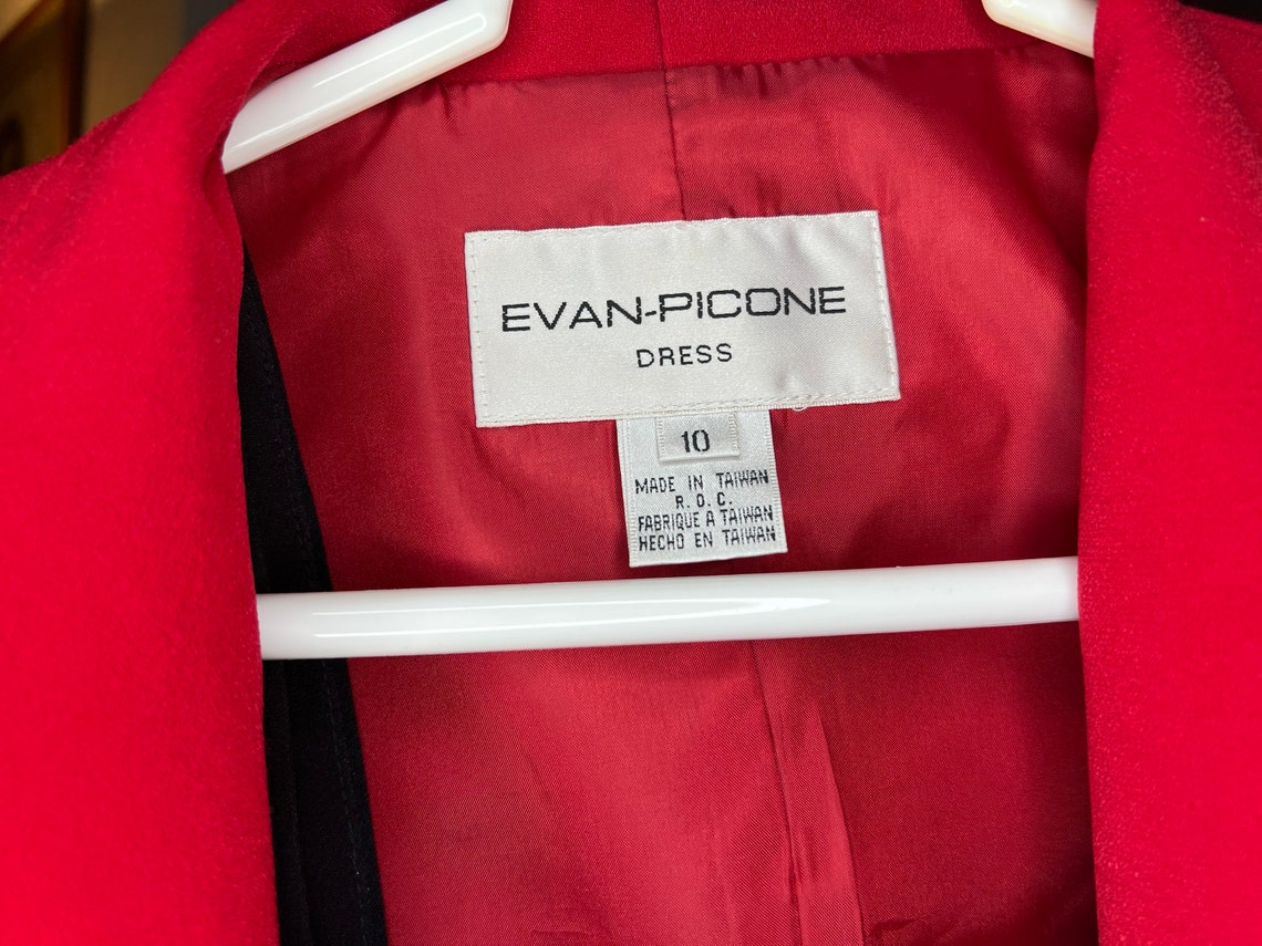 Evan Piccone Black Dress With Red Jacket Suit L Size 10 - Etsy