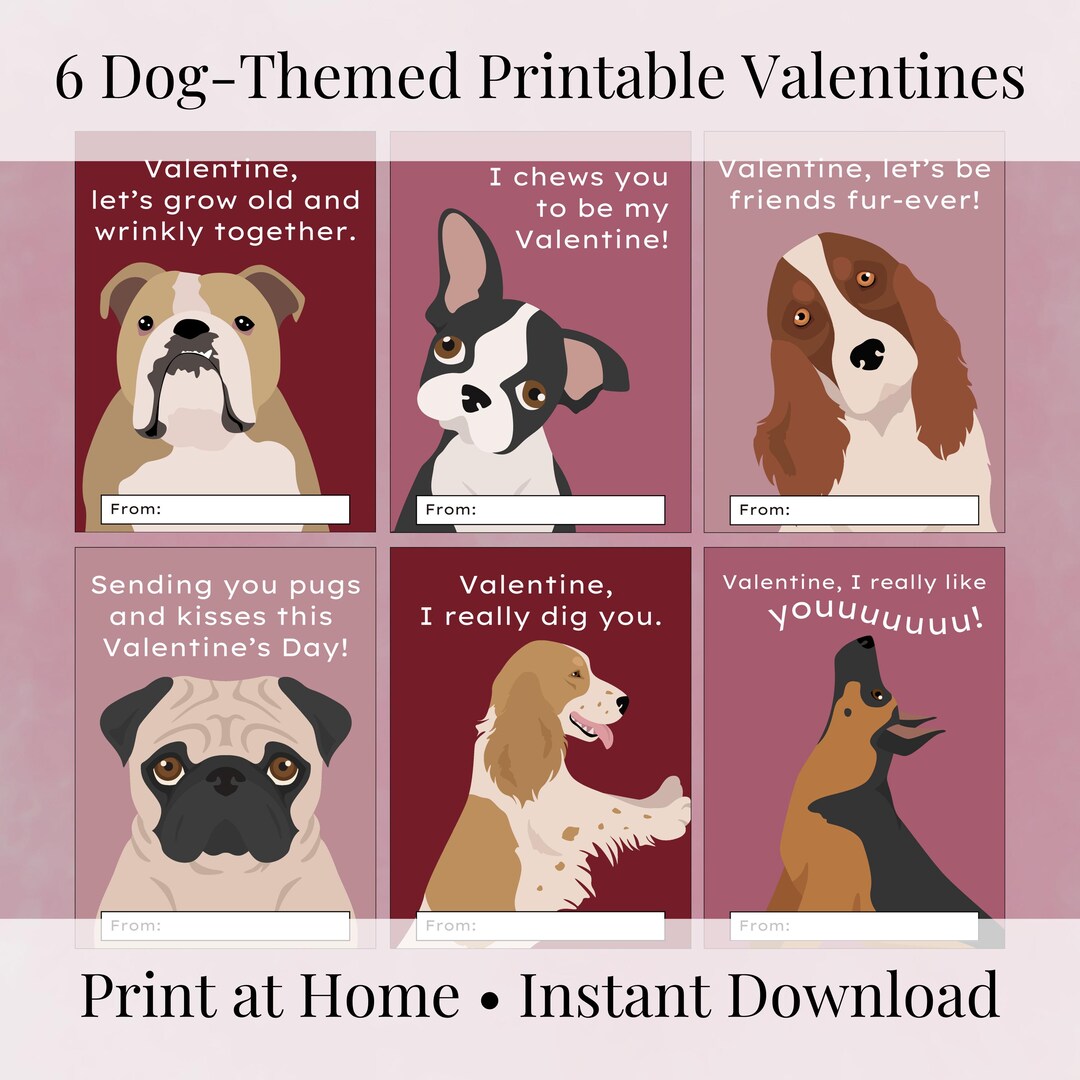 Printable Puppy Love Valentines Instant Download Valentine Dog Theme ...