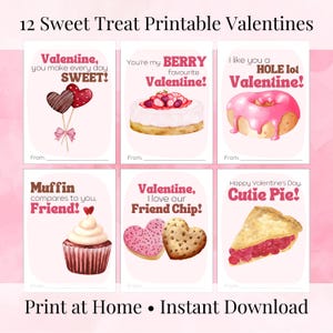 Printable Sweet Treat Valentines Instant Download Valentine Bakery ...
