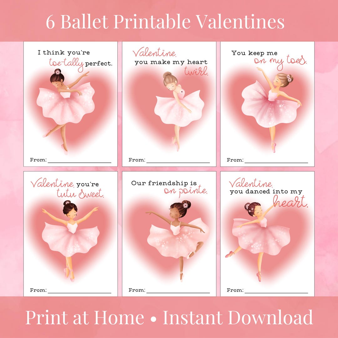 Printable Ballet Theme Valentines | Instant Download Valentine ...