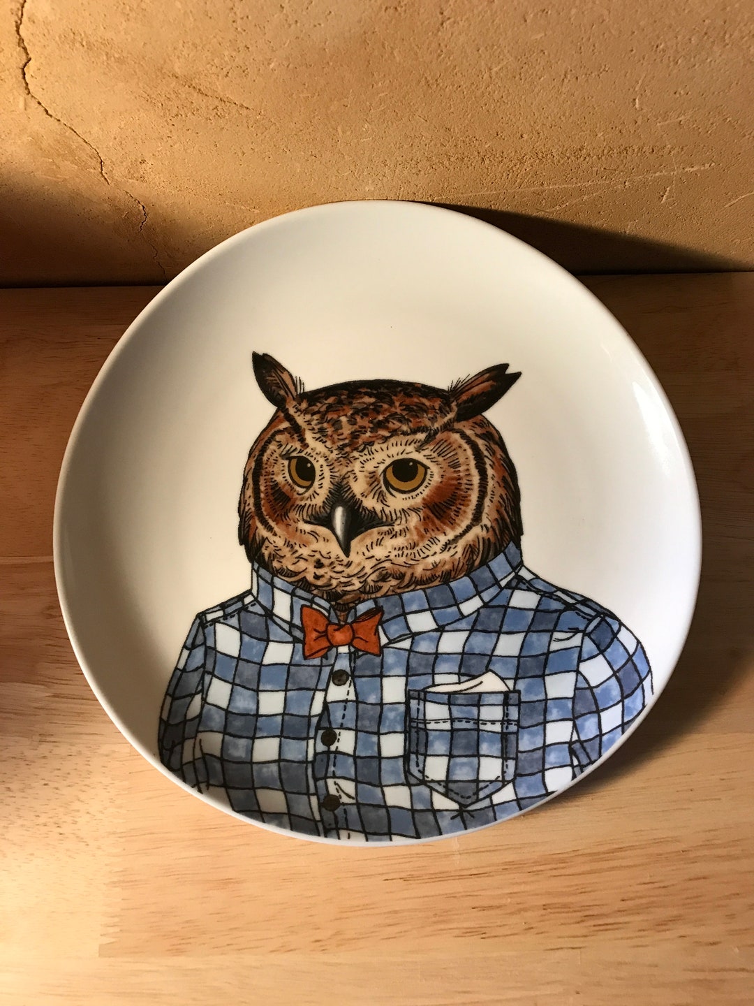 Rachel Kozlowski RETIRED Flannel Owl Plate Holiday Edition Animal ...