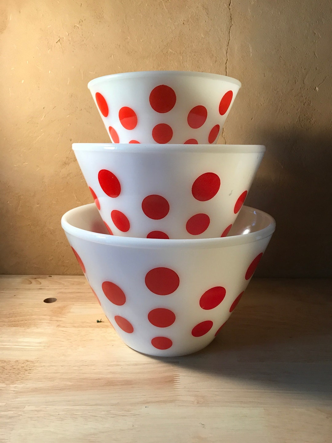 Vintage Fire King Red Dot 3 Bowls Collectible Mixing Bowls - Etsy