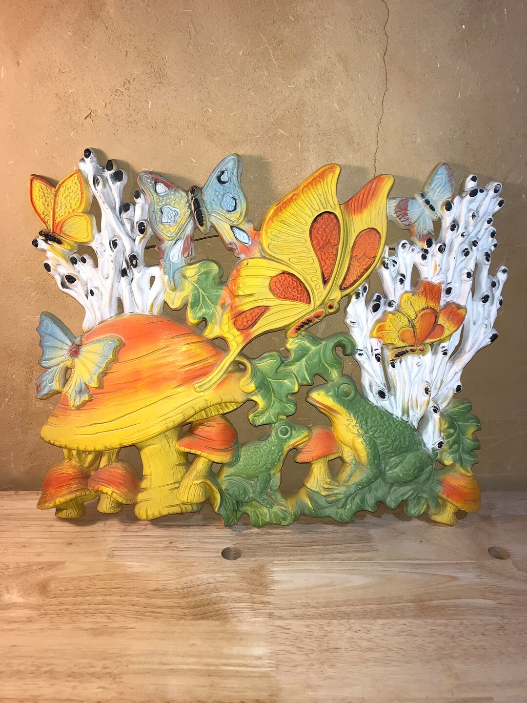 Vintage Mushrooms,butterflies,and Frogs HOMCO Plaque/wall Art, Charming ...