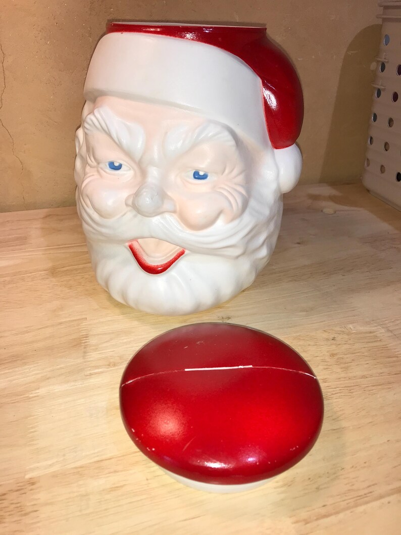 Rare Vintage Blow Mold Santa Face Cookie Jar Bank, Holiday Decor - Etsy