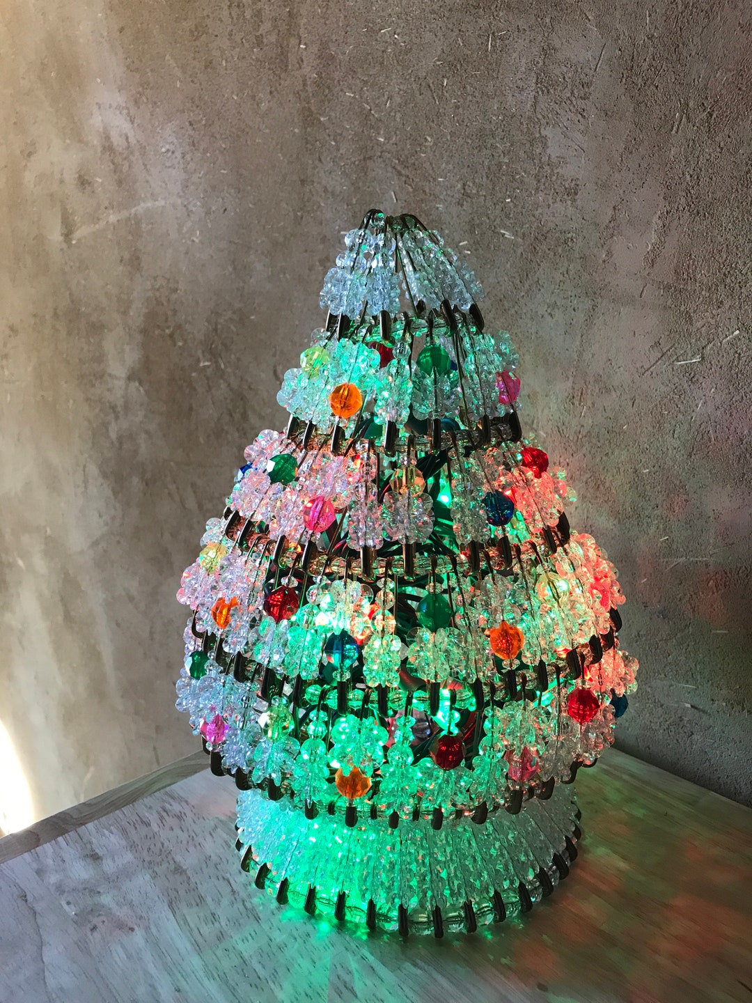 Vintage Christmas Beaded Large Safety Pin Tree RARE One of a Kind ...