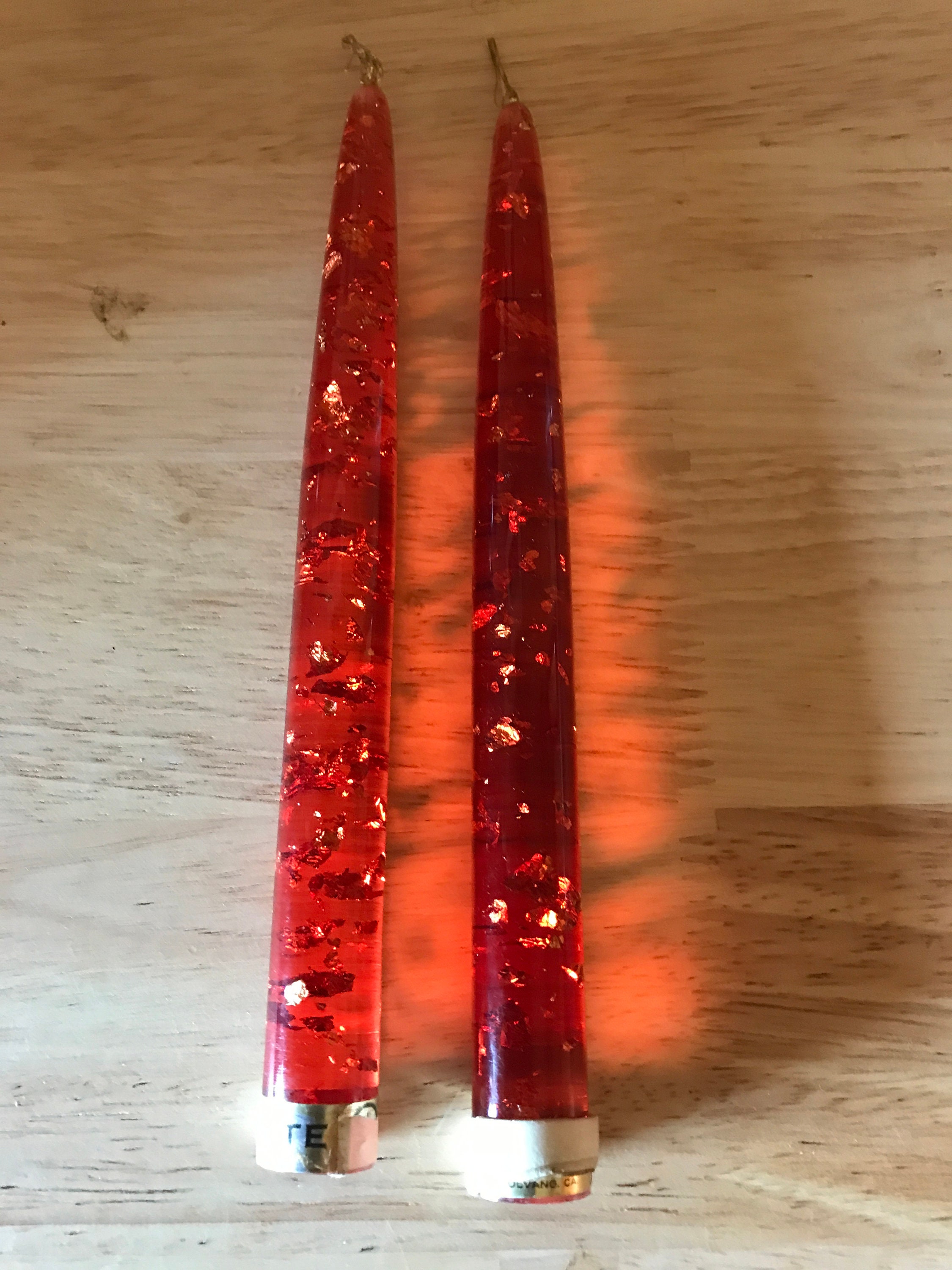 Vintage RED LUCITE CANDLES With Gold Flecks Midcentury Collectibles ...