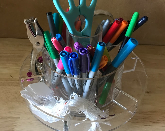 Vintage Lucite Rotating Caddy , Makeup Jewelry Art Supplies Office ...