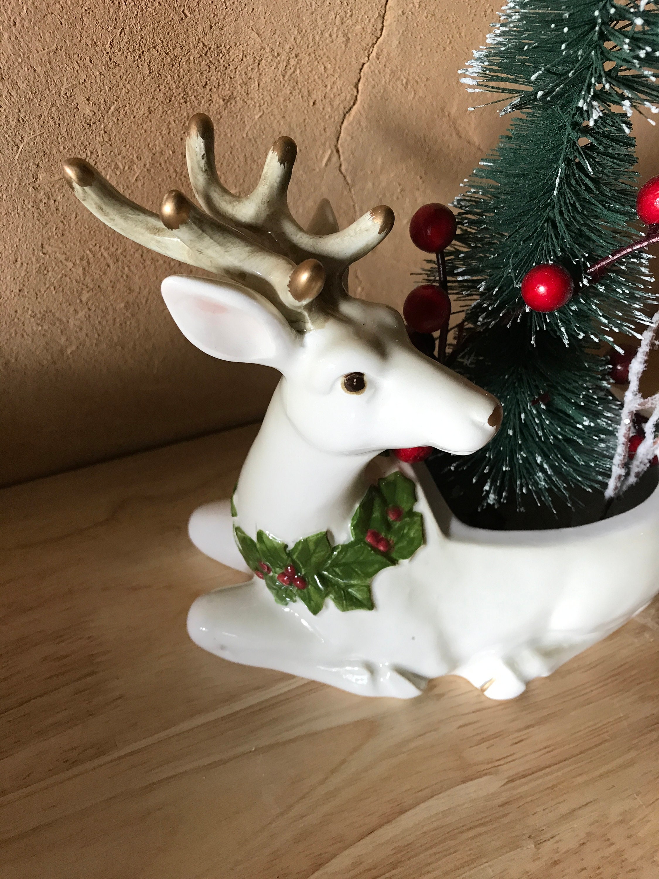 Vintage Fitz and Floyd Ceramic Christmas Deer Holiday Decoration ...