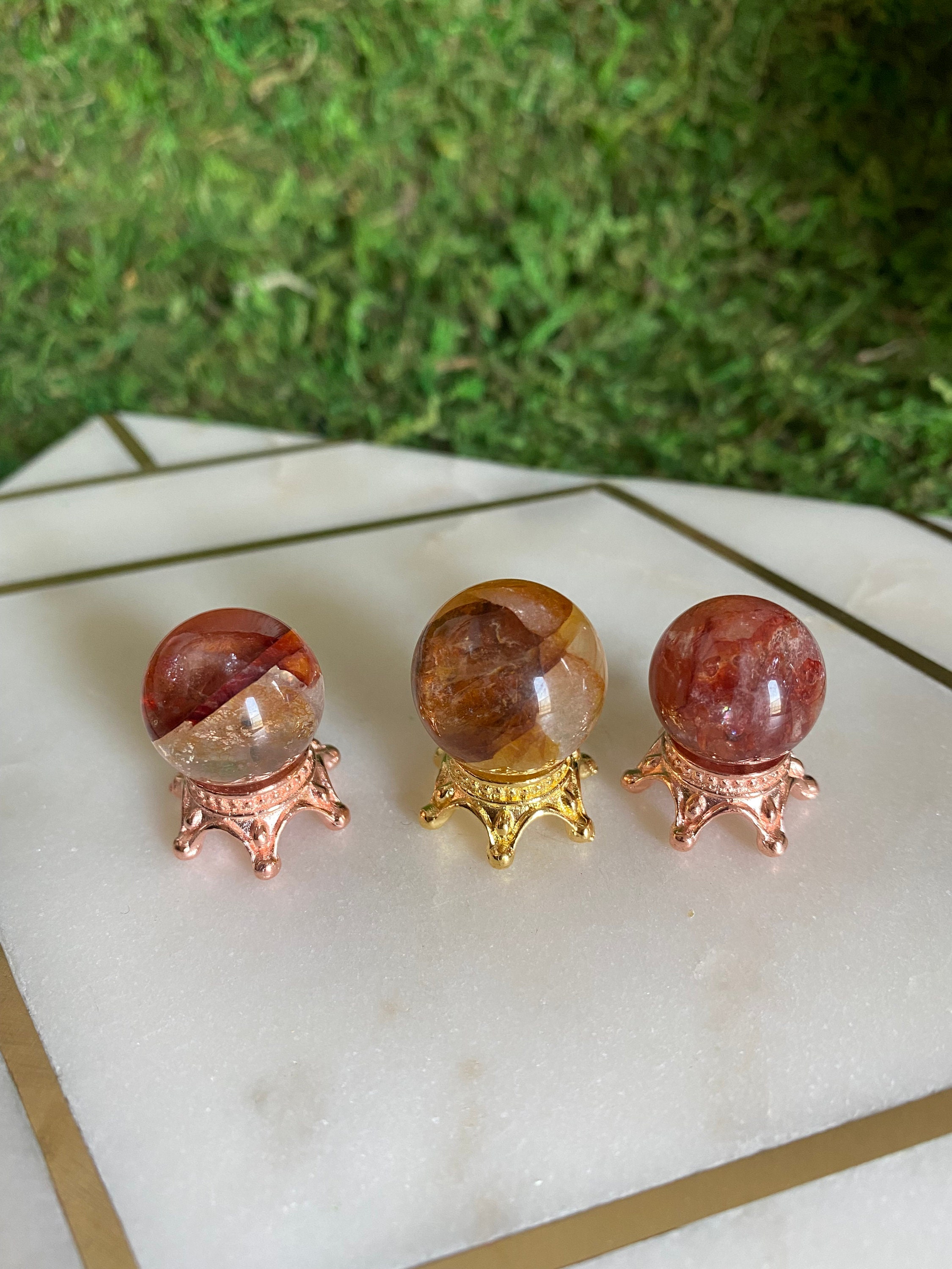 Fire Quartz Mini Sphere, Hematoid Quartz Mini Sphere, Natural Crystal ...