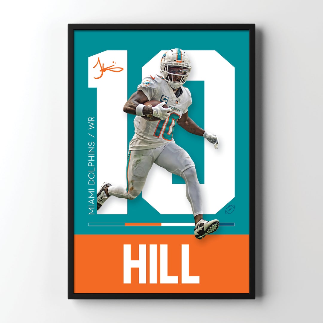 Tyreek Hill Poster Miami Dolphins Minimalist Mid-century NFL Wall Art ...