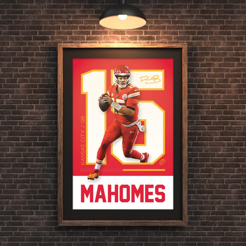 Patrick Mahomes Poster: Kansas City Chiefs Minimalist Art (24x36 PDF ...
