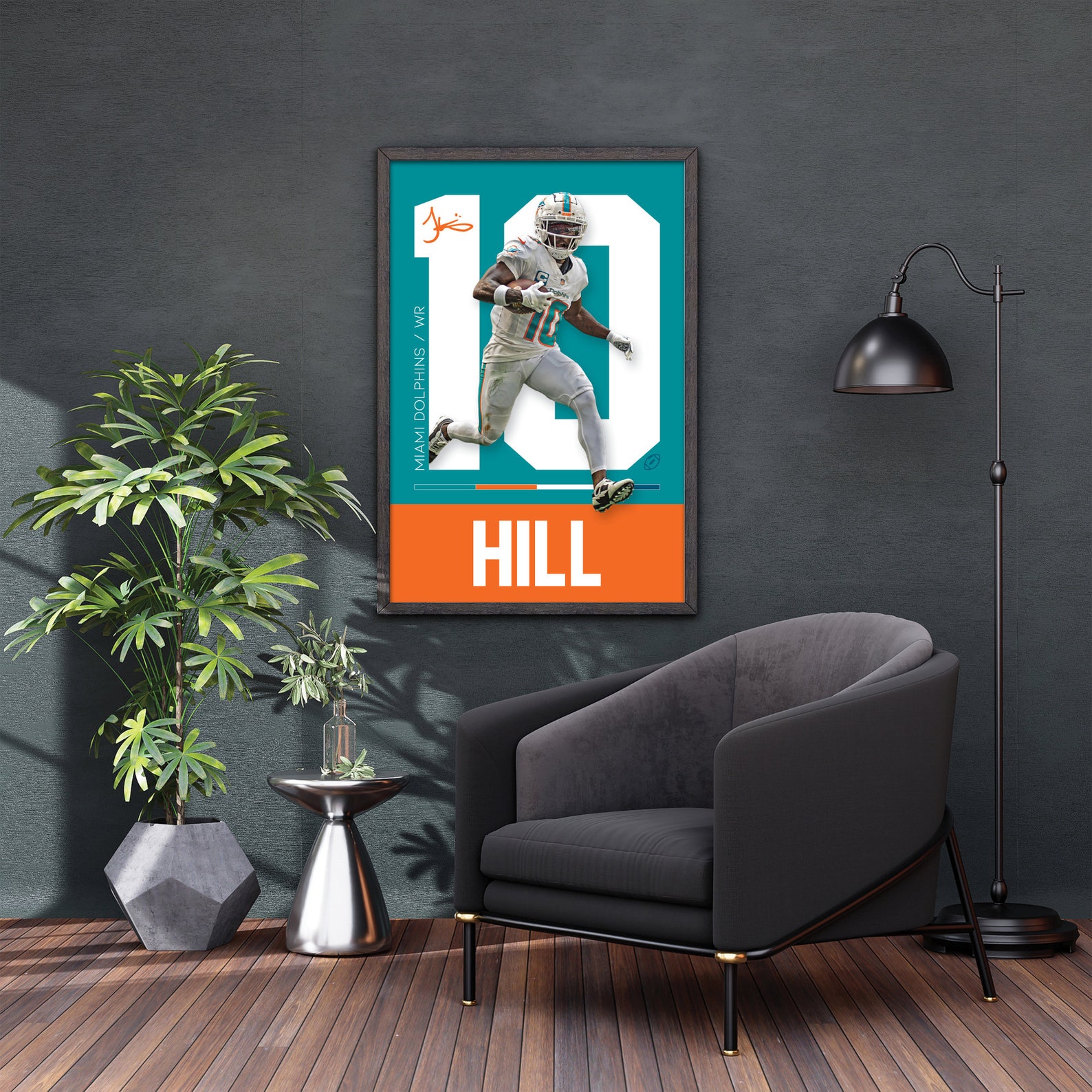 Tyreek Hill Poster | Miami Dolphins | Minimalist Mid-century NFL Wall ...
