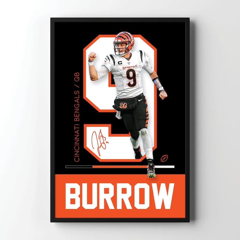 Joe Burrow Poster: Cincinnati Bengals Minimalist NFL Art (24x36 PDF) - Etsy