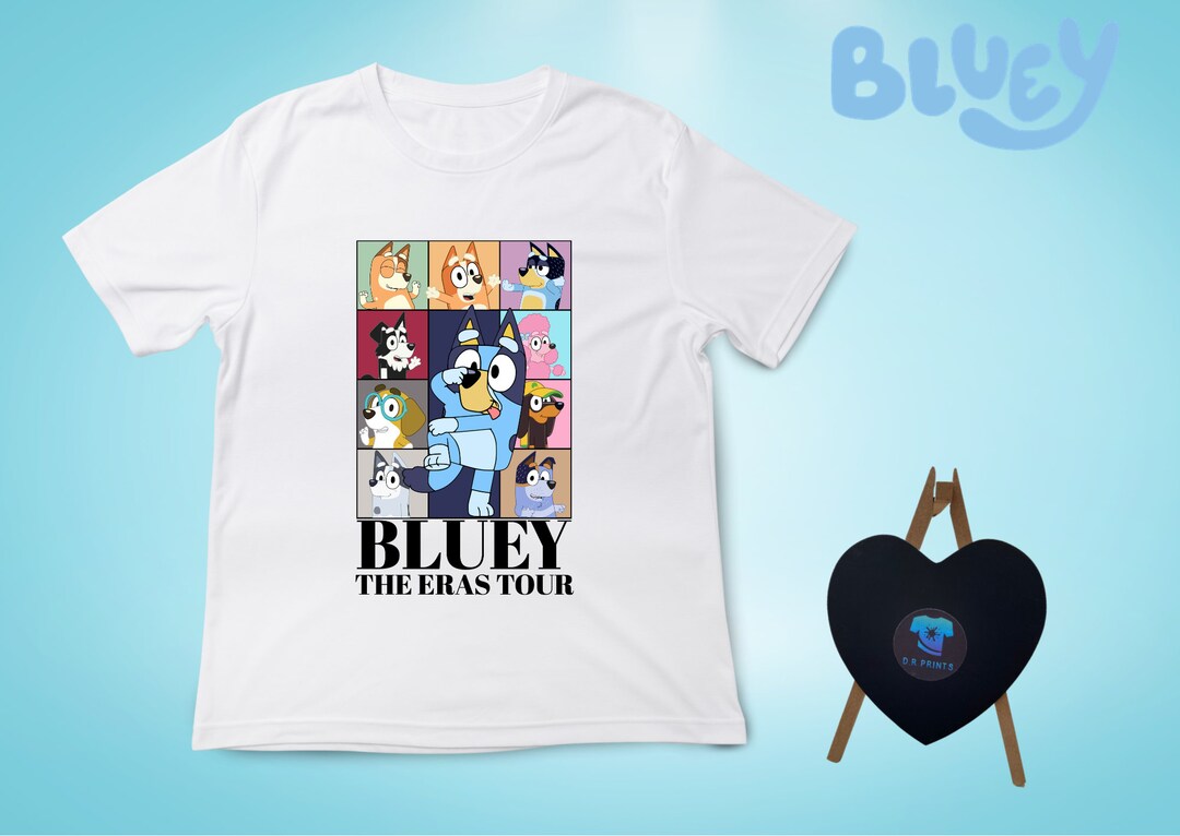 Adult Bluey T-shirts, Bluey Eras Tour T-shirt, Customised Bluey T-shirt ...