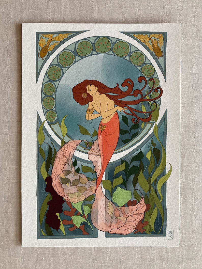 Mucha Mermaid Art Nouveau Print: Signed Certificate - Etsy