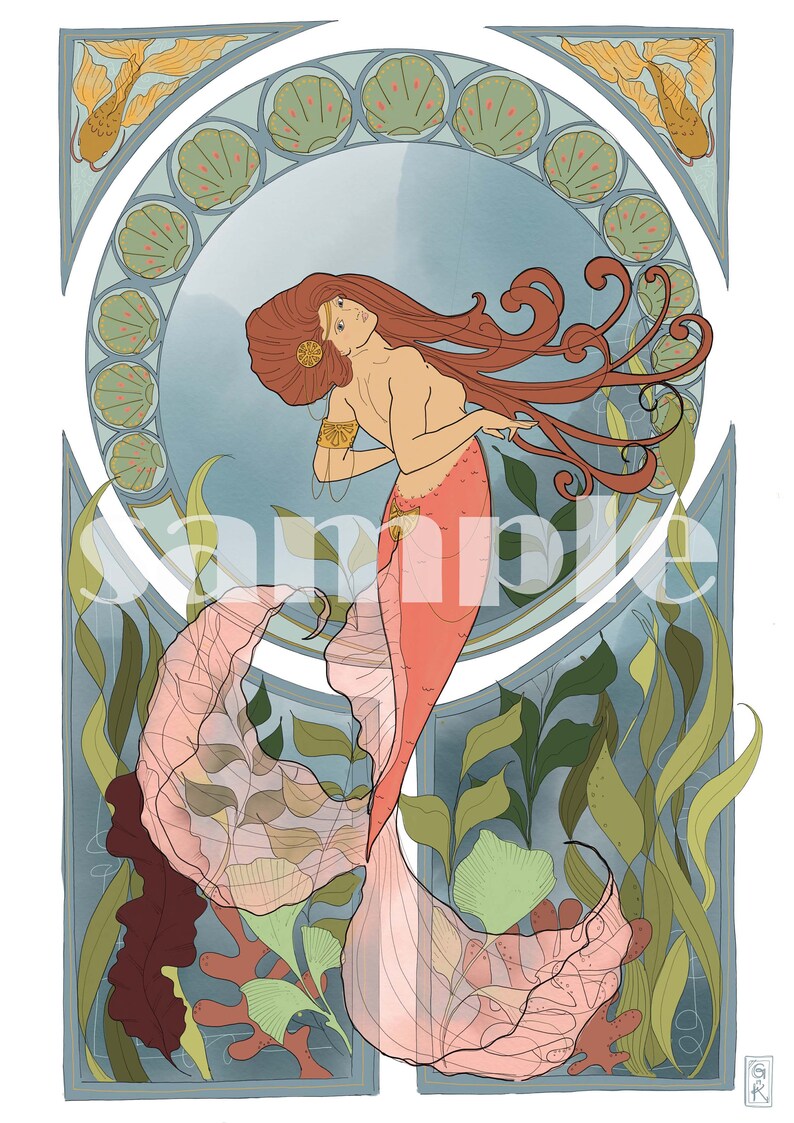 Mucha Mermaid Art Nouveau Print: Signed Certificate - Etsy UK
