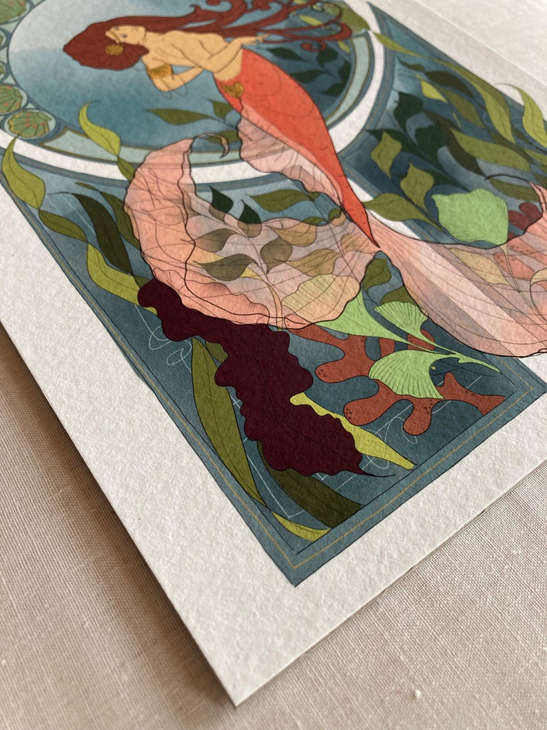 Mucha Mermaid Art Nouveau Print: Signed Certificate - Etsy UK