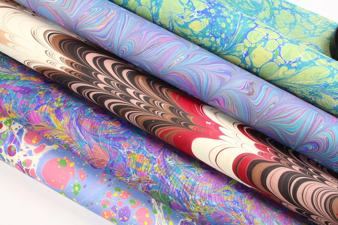 A2 Hand Marbled Paper Designs in Bright Colours Some Seconds All ...