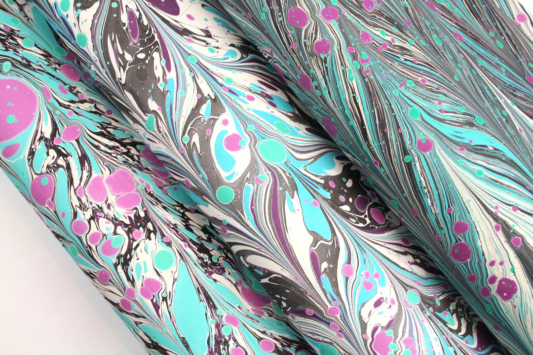 A2 Hand Marbled Paper Sheets Crafted Genuine Marbling Unique Decorative ...