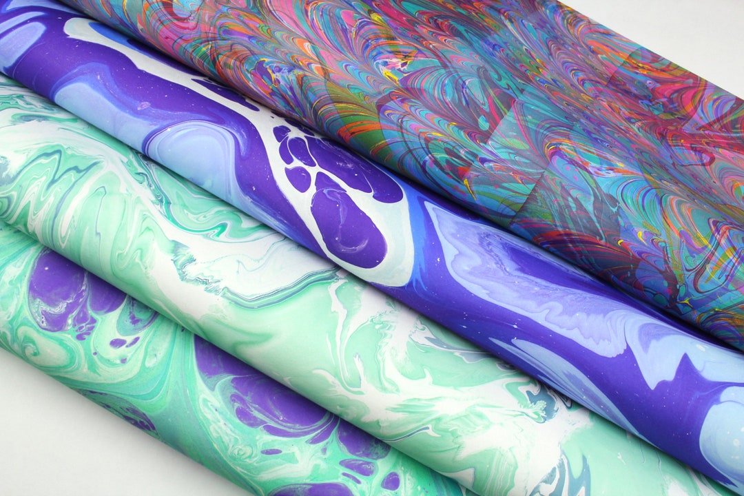 A2 Marbled Paper Sheets Hand Crafted Genuine Marbling Unique Decorative ...